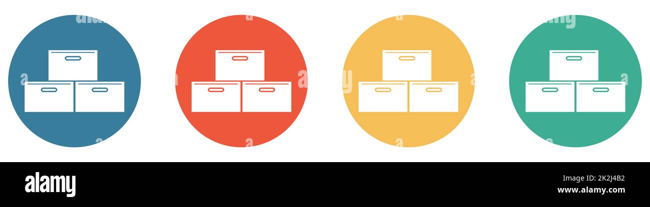 Colorful Banner with 4 Buttons: Storage Boxes Stock Photo - Alamy