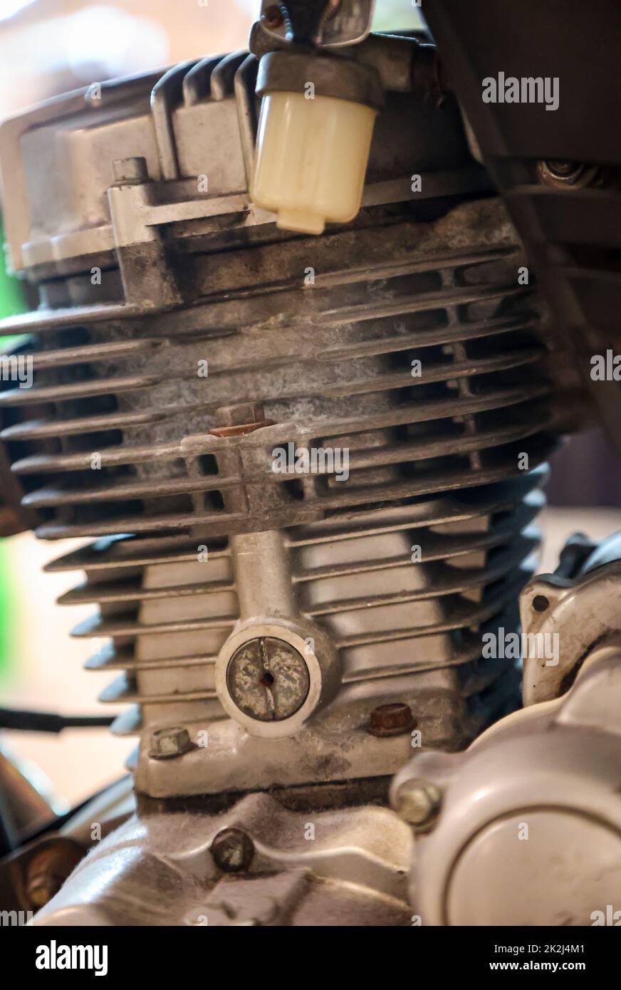 View of a cylinder head of a motorcycle. Engine of a motorcycle Stock ...