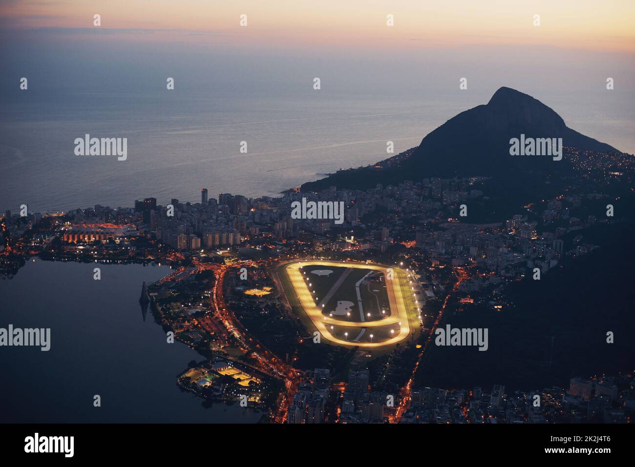 The city comes alive at night. View of a city landscape at night Stock ...