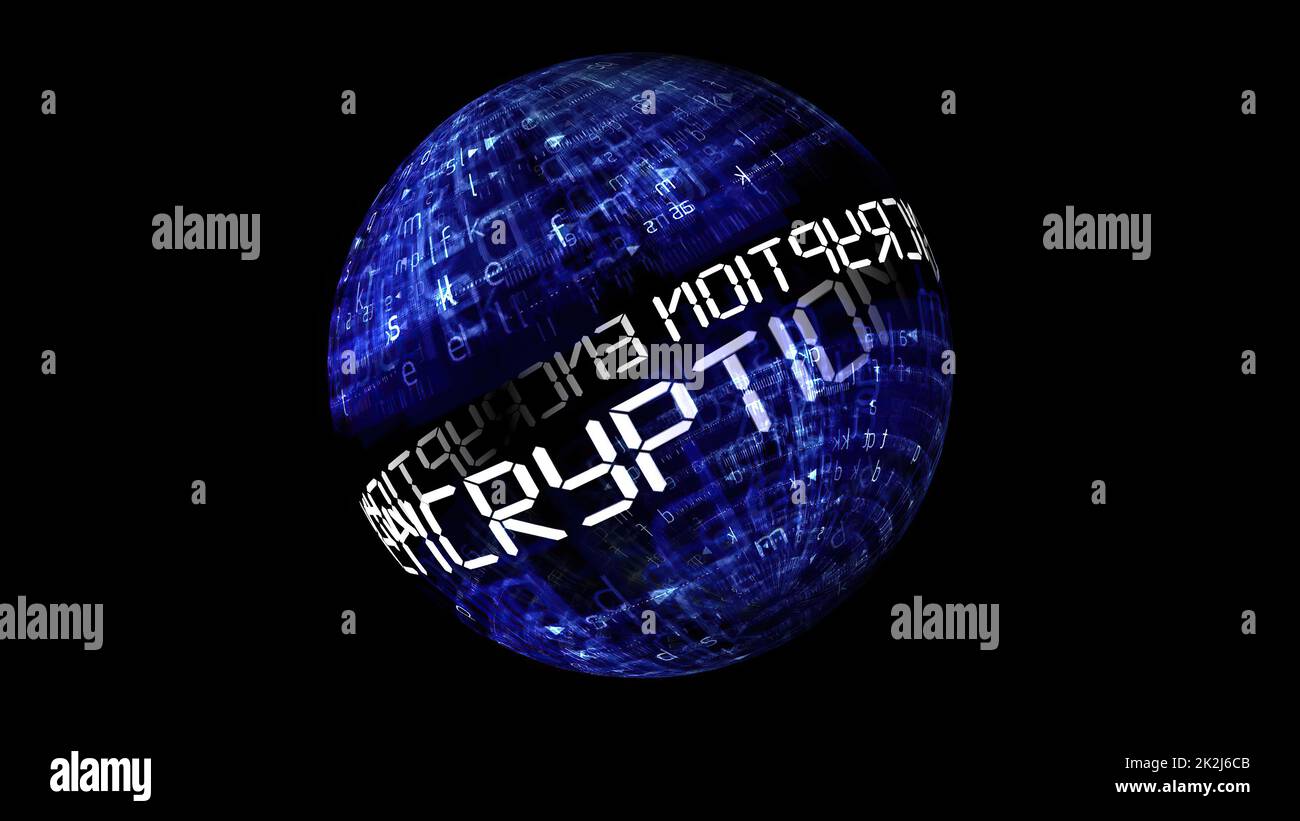 Encryption concept on rotating sphere Stock Photo - Alamy