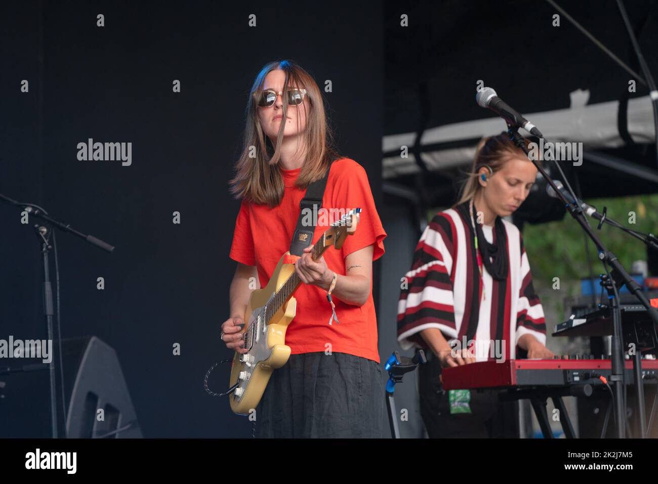 Polly Louise Mackey of Welsh band Art School Girlfriend playing a ...