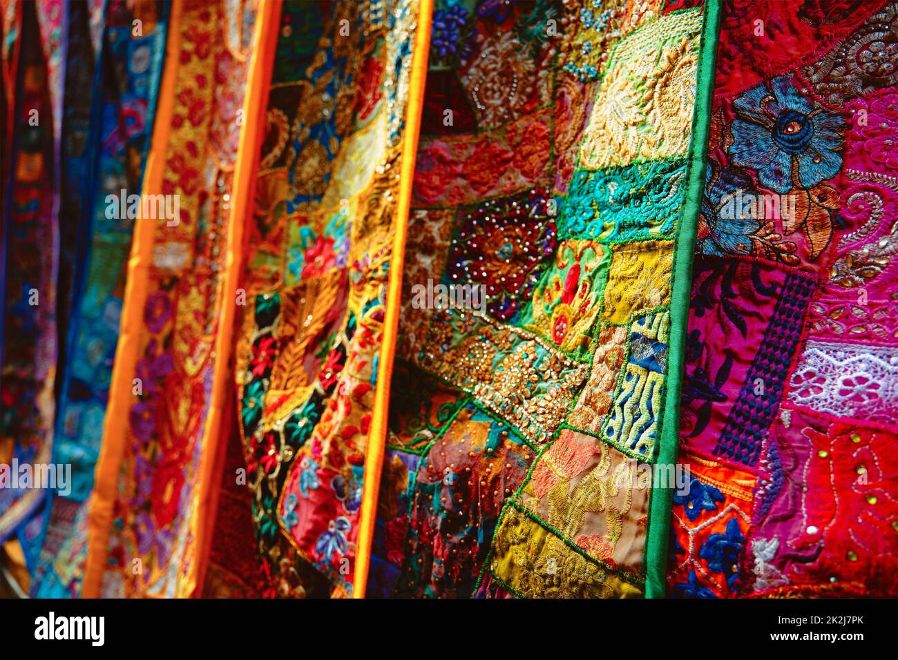 Indian fabric with Indian patterns close up Stock Photo - Alamy