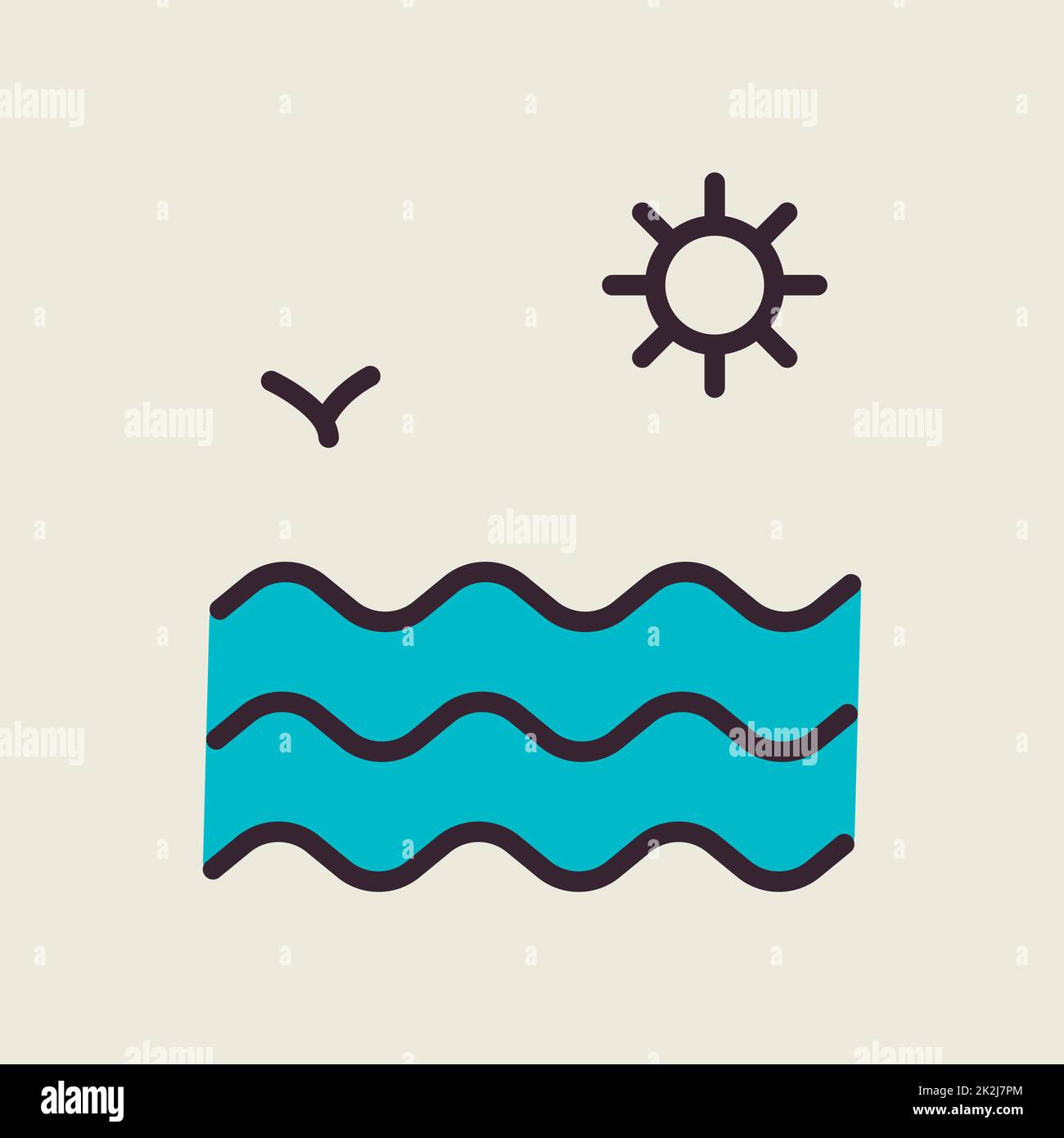 Sun sea wave symbol hi-res stock photography and images - Alamy