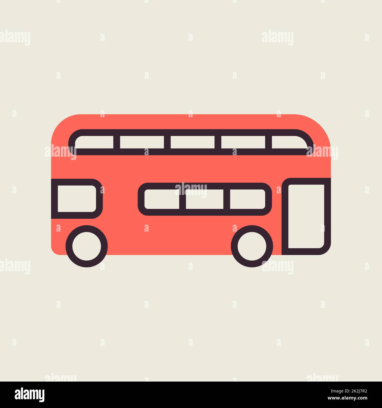 Double decker bus flat vector icon Stock Photo - Alamy