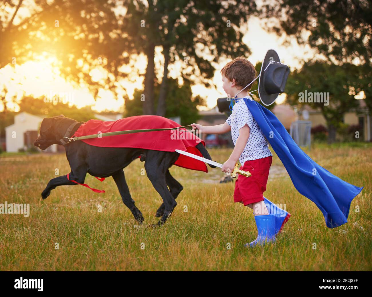 Carefree kids with dog hi-res stock photography and images - Alamy