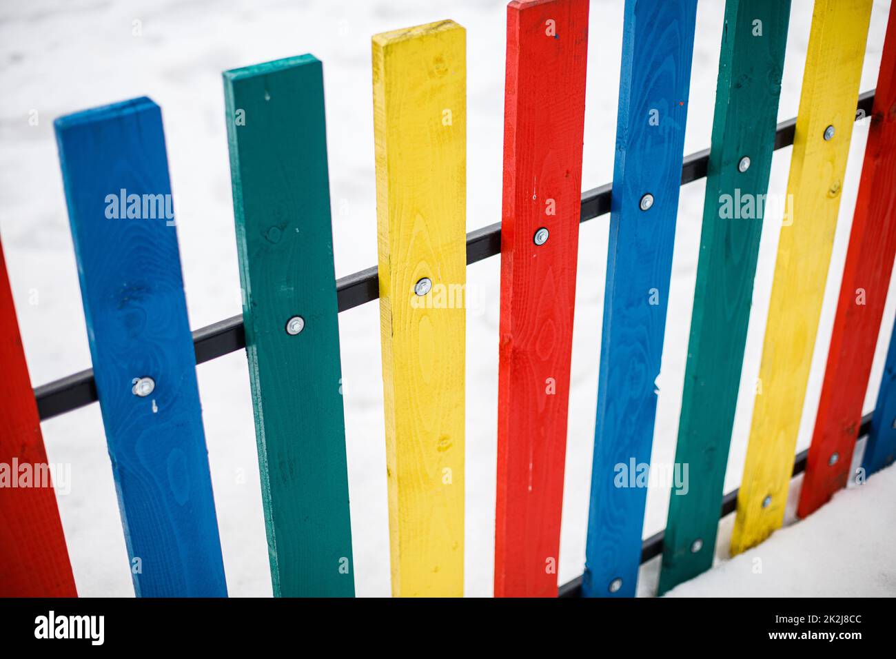 Colorful wooden fence Stock Photo - Alamy