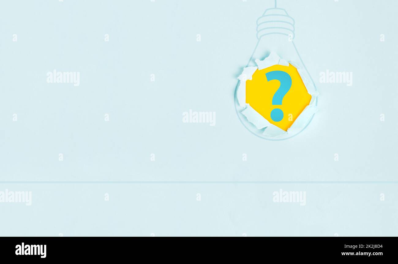 Question mark in light bulb, having an idea, marketing and business ...
