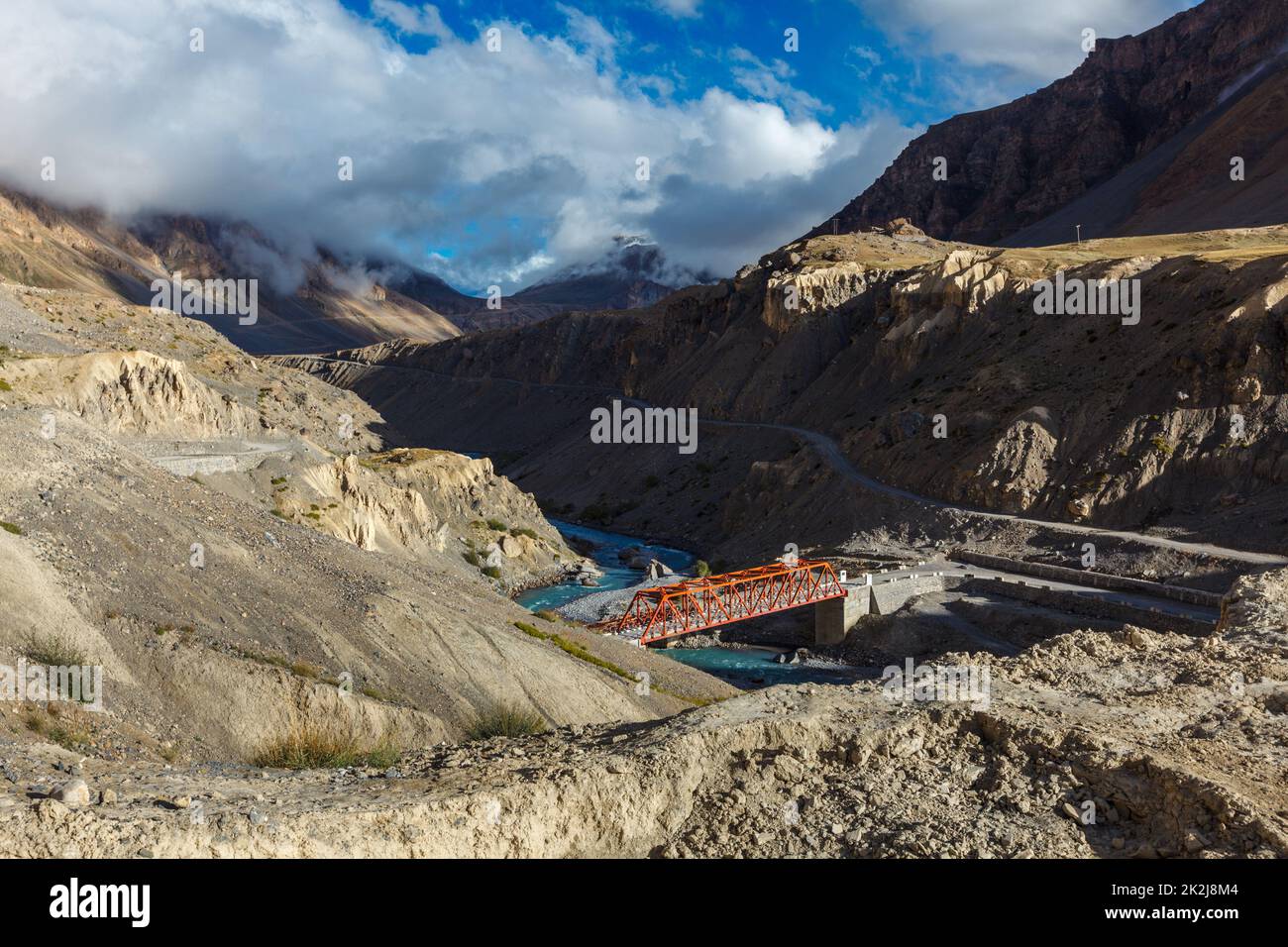 Bridge over Spiti river. Spiti Valley, Himachal Pradesh, India Stock ...
