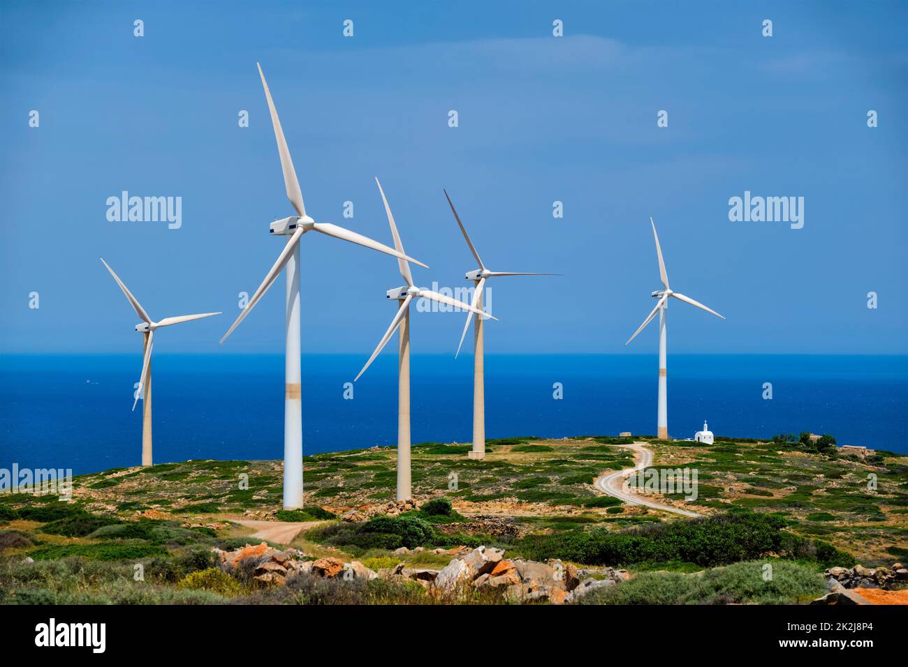 Wind generator turbines. Crete island, Greece Stock Photo - Alamy