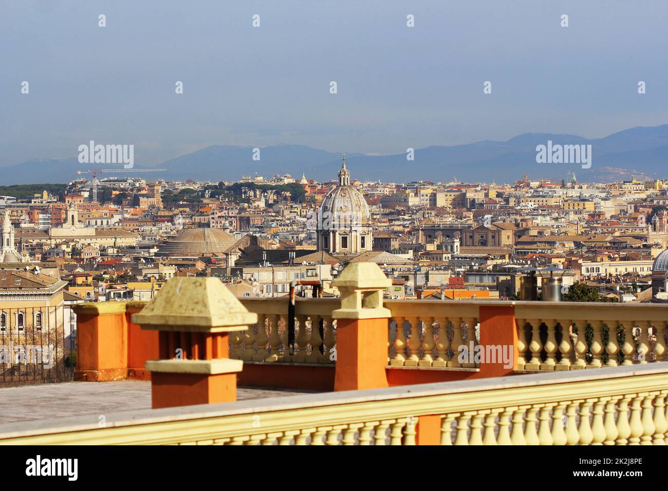 Cityscape of Rome, Italy, a view from the Gianicolo (Janiculum) hill ...
