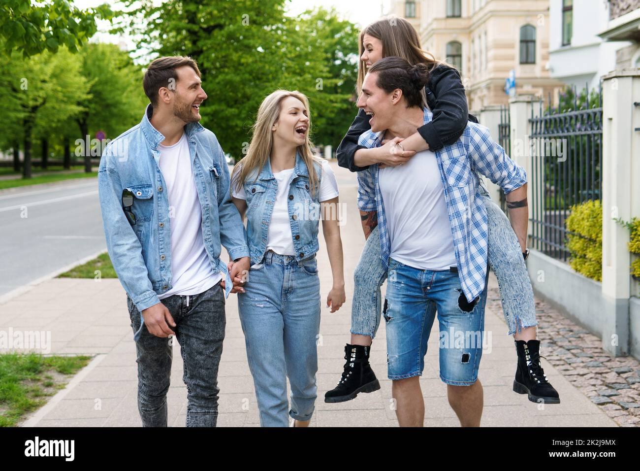Four friends having fun together hi-res stock photography and images ...