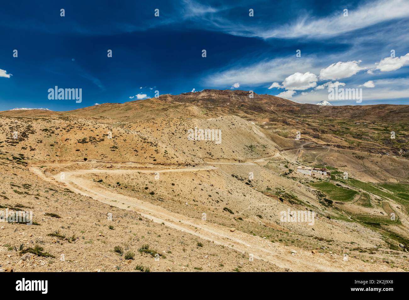 Gete village and Spiti valley in Himalayas. Spiti valley, Himachal ...