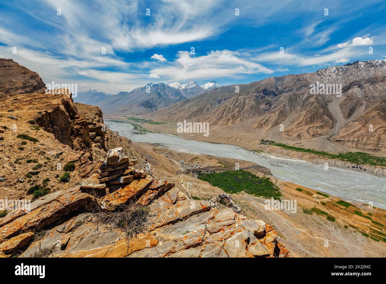 View of Spiti valley and Spiti river in Himalayas Stock Photo - Alamy