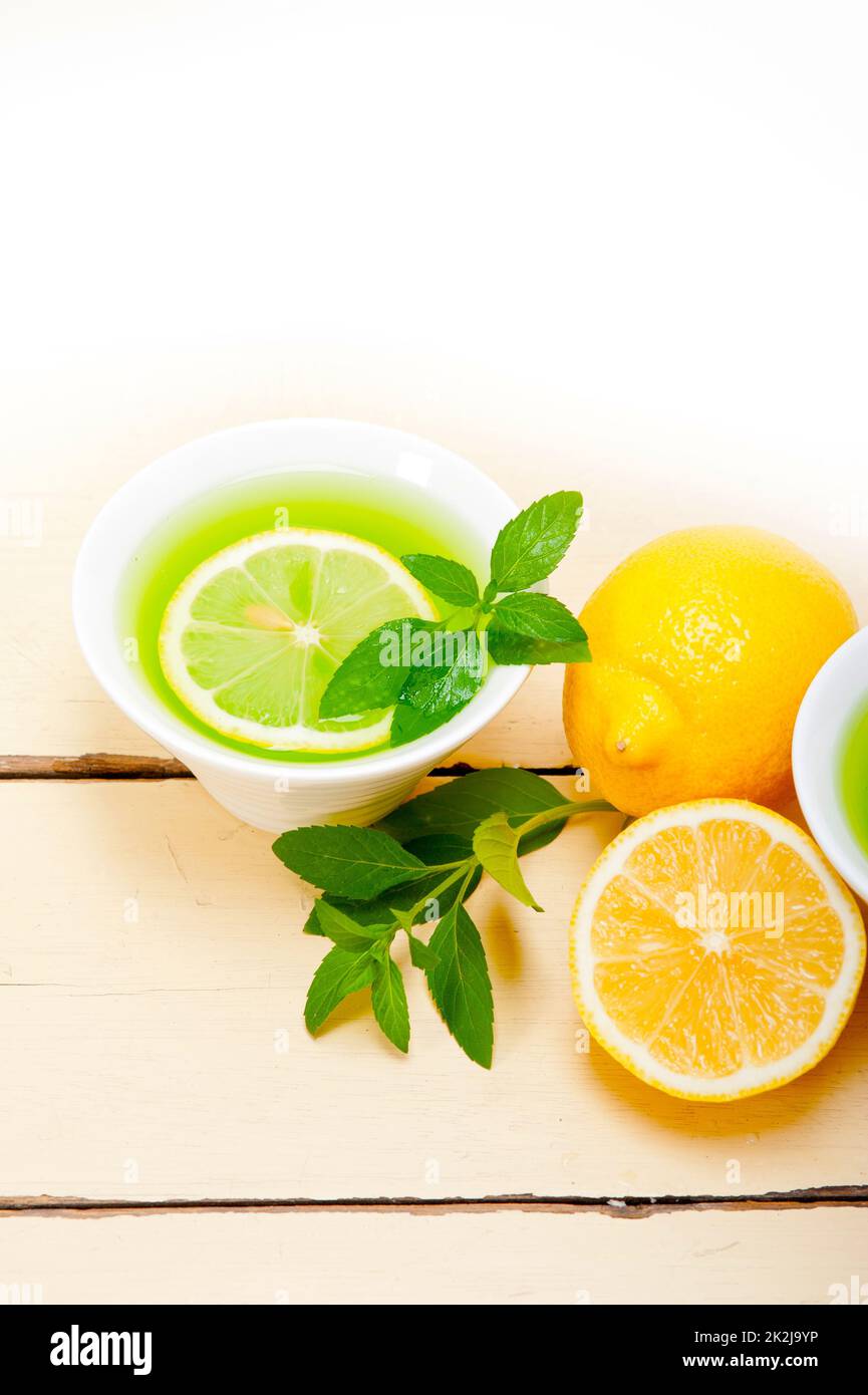 mint infusion tea tisane with lemon Stock Photo - Alamy
