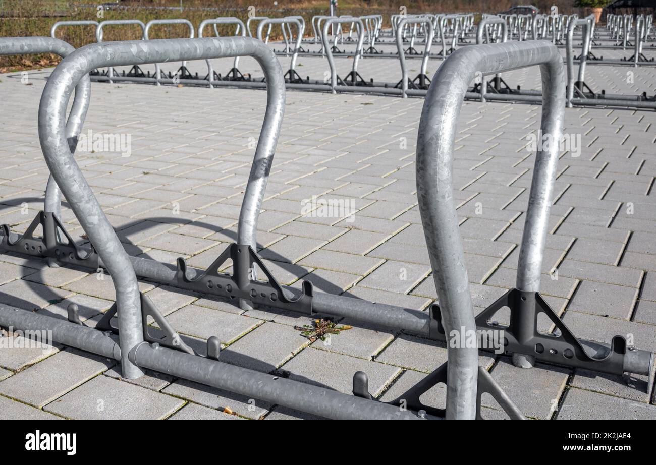 group of modern bike racks Stock Photo - Alamy