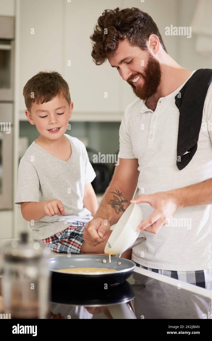 Child making breakfast hi-res stock photography and images - Alamy