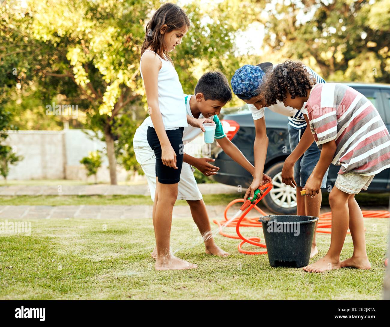 Children Working Together Outside