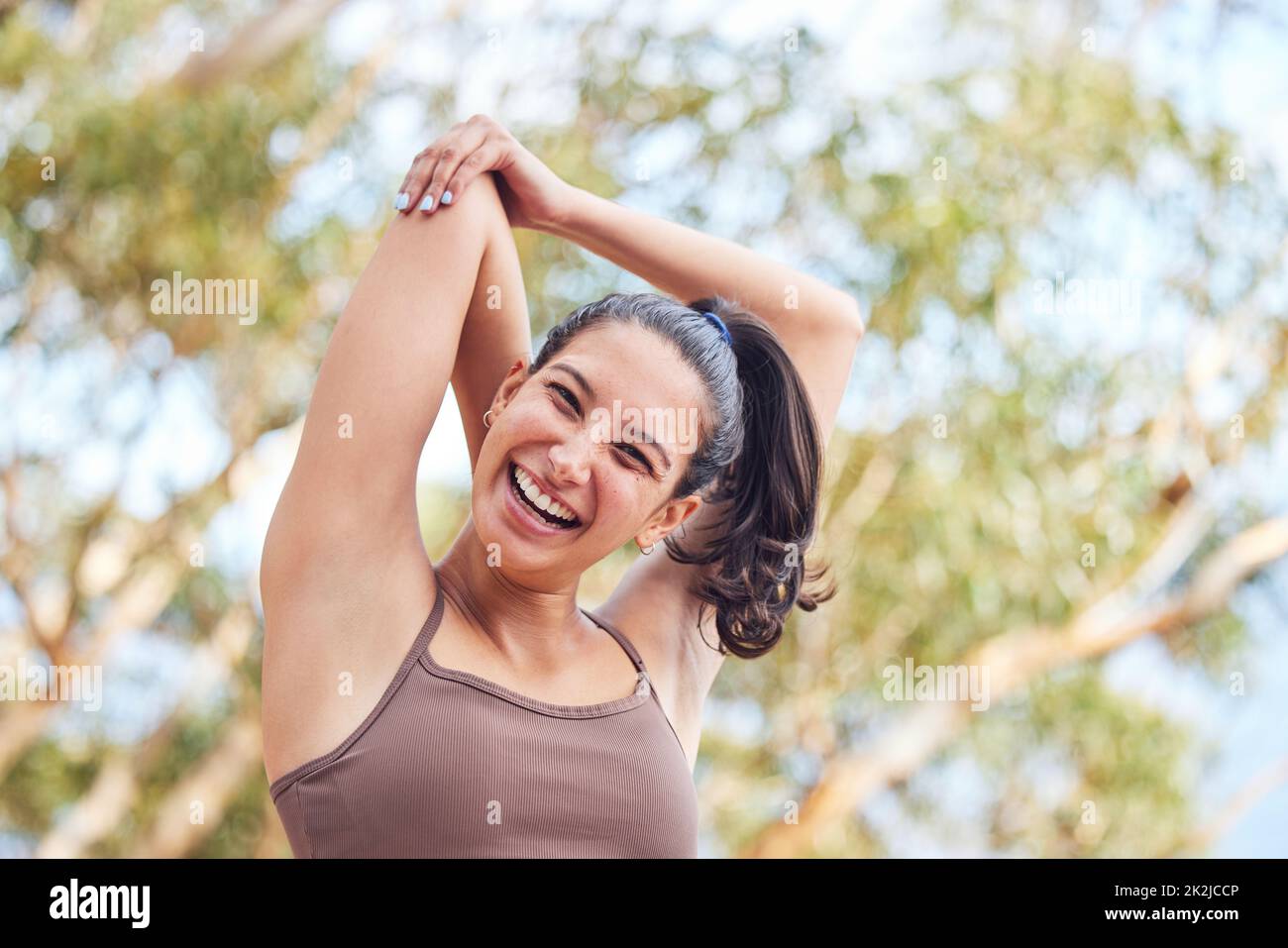 Woman stretch arms hi-res stock photography and images - Alamy