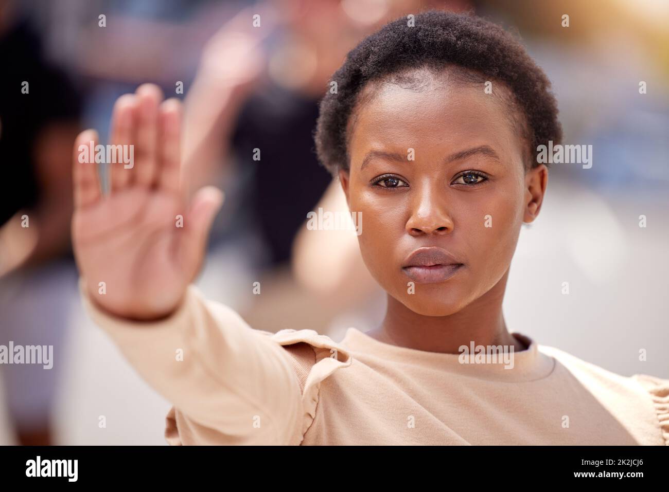Stop hand woman hi-res stock photography and images - Alamy