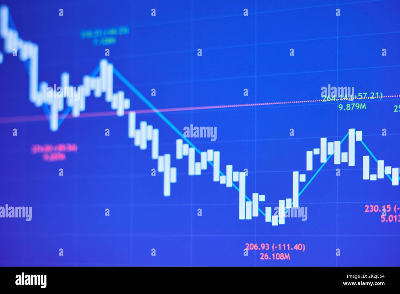 Falling stock market chart on blue background Stock Photo - Alamy