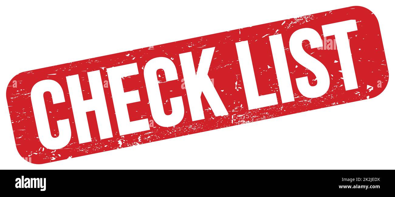CHECK LIST text written on red grungy stamp sign Stock Photo - Alamy