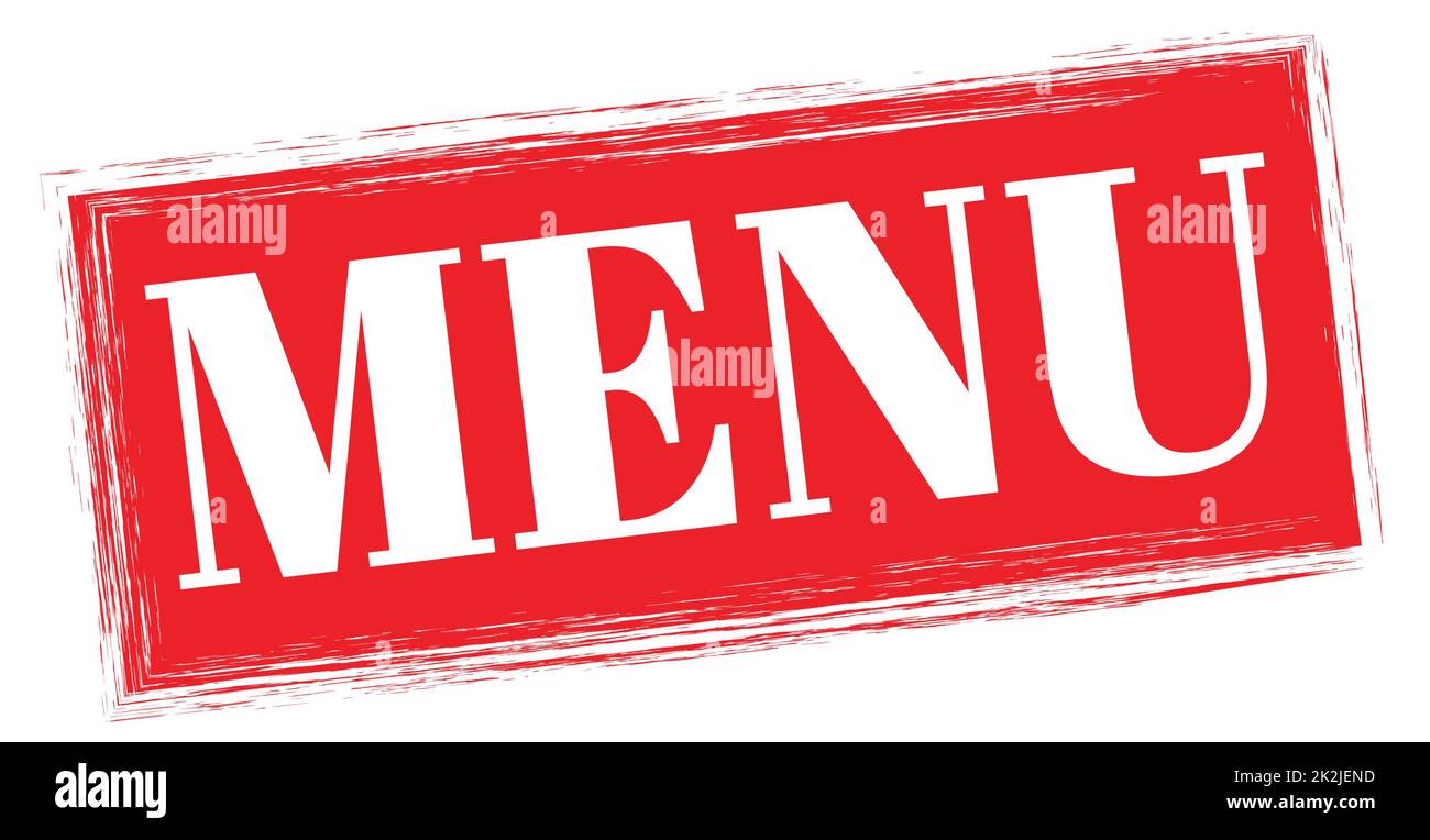 MENU text written on red rectangle stamp sign Stock Photo - Alamy