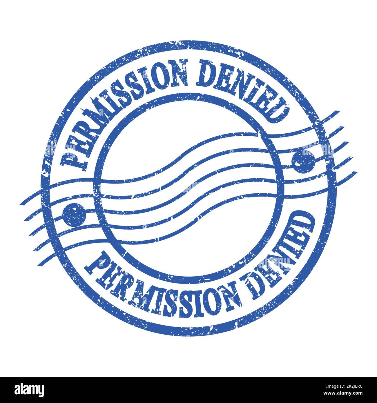PERMISSION DENIED, text written on blue grungy postal stamp Stock Photo ...