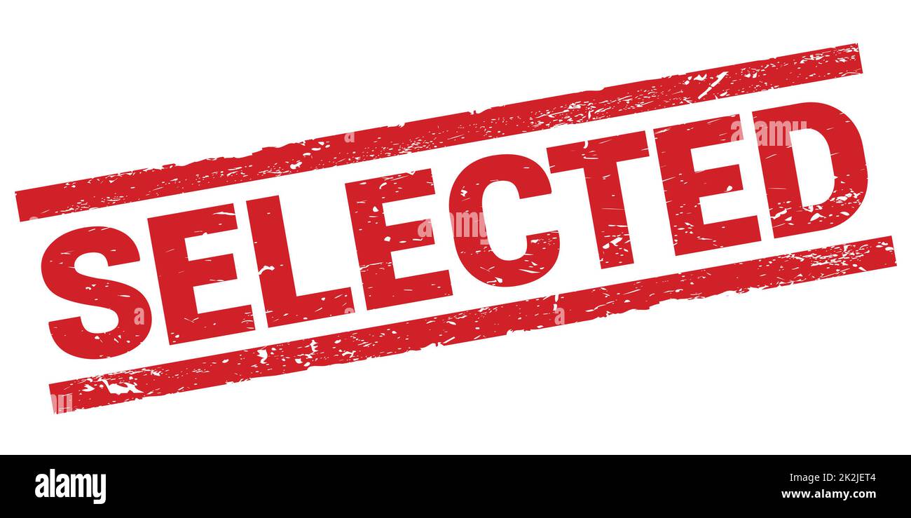 SELECTED text written on red rectangle stamp sign Stock Photo - Alamy