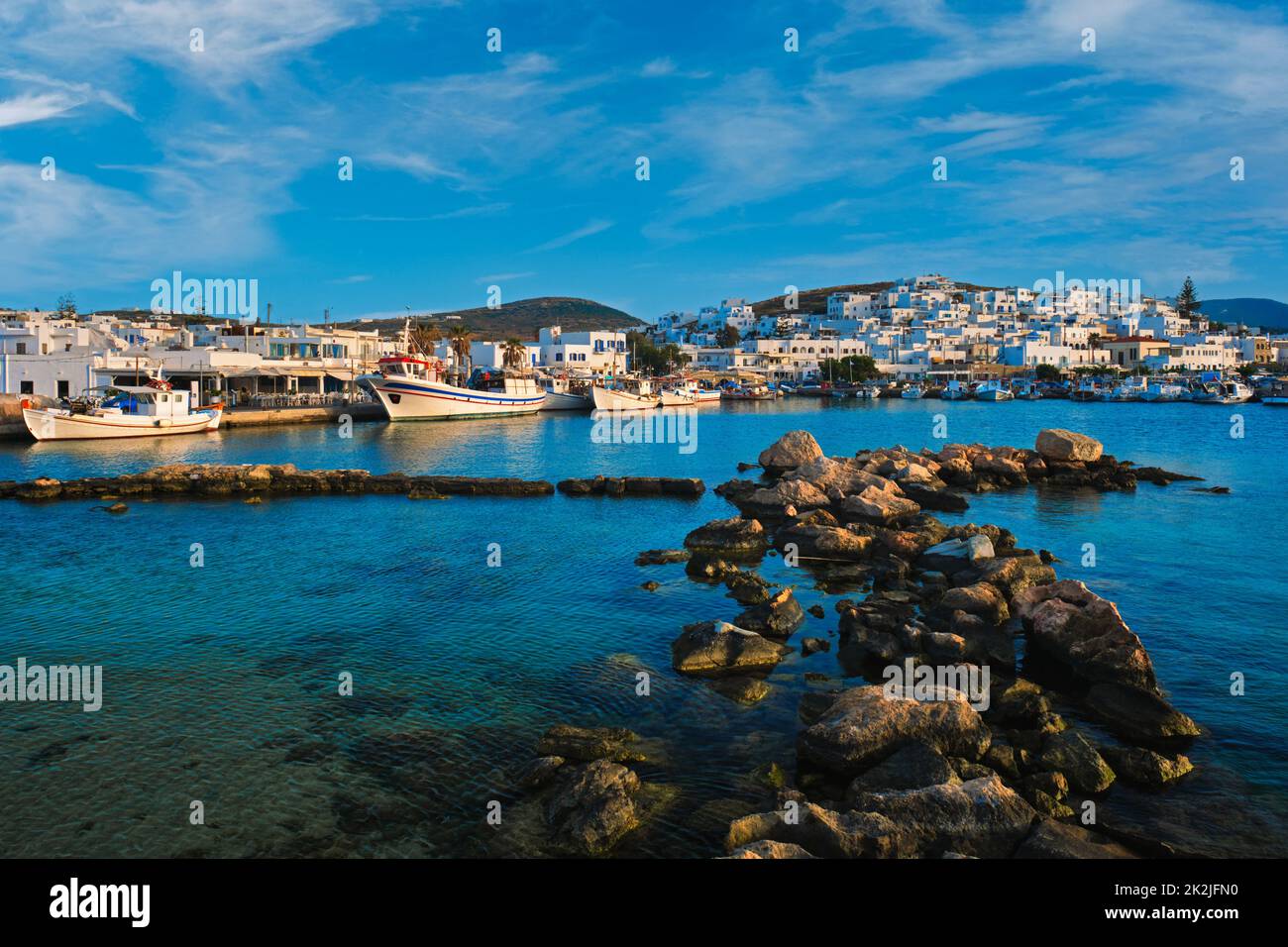 Picturesque Naousa town on Paros island, Greece Stock Photo - Alamy