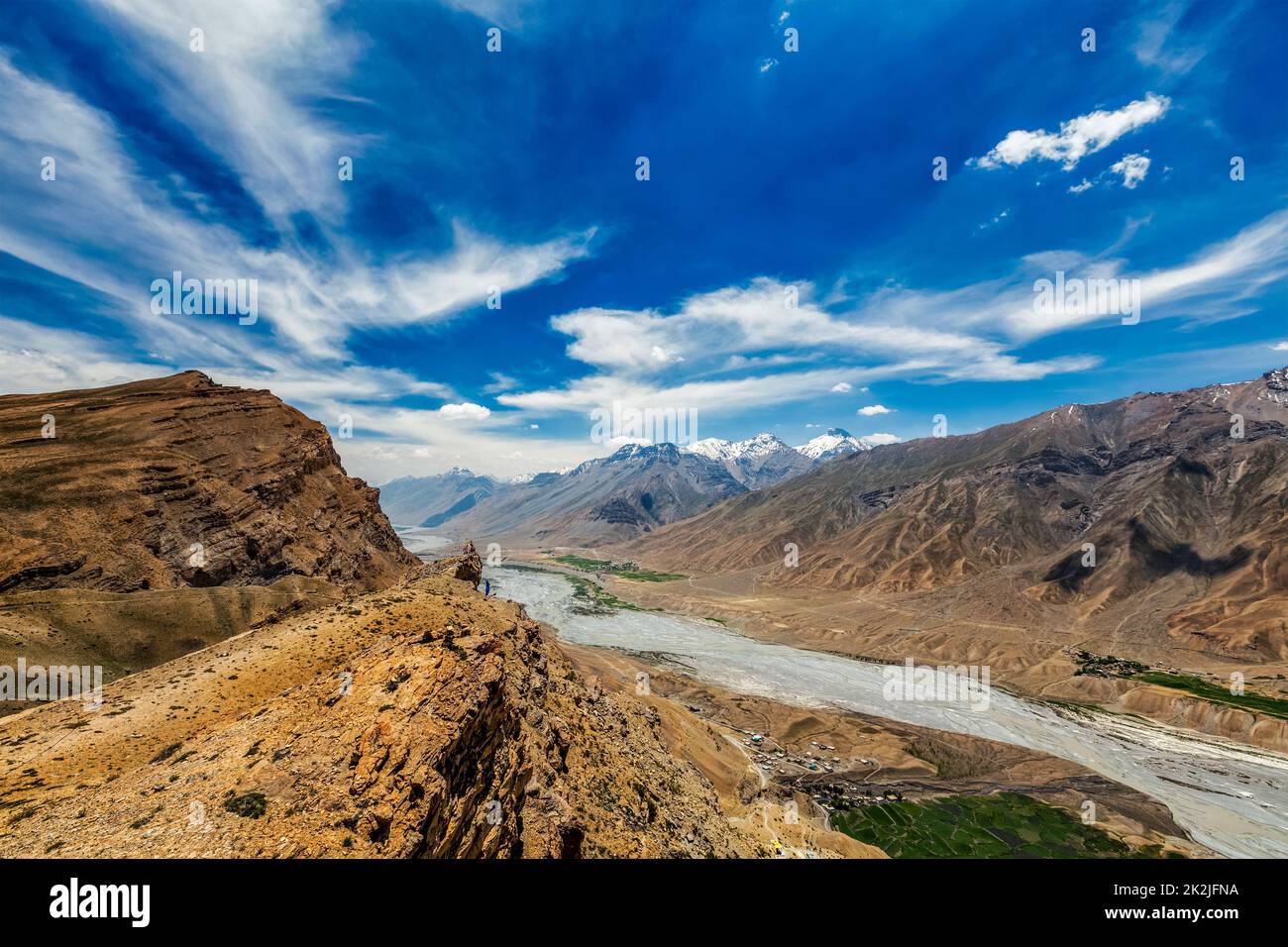View of Spiti valley and Spiti river in Himalayas Stock Photo - Alamy