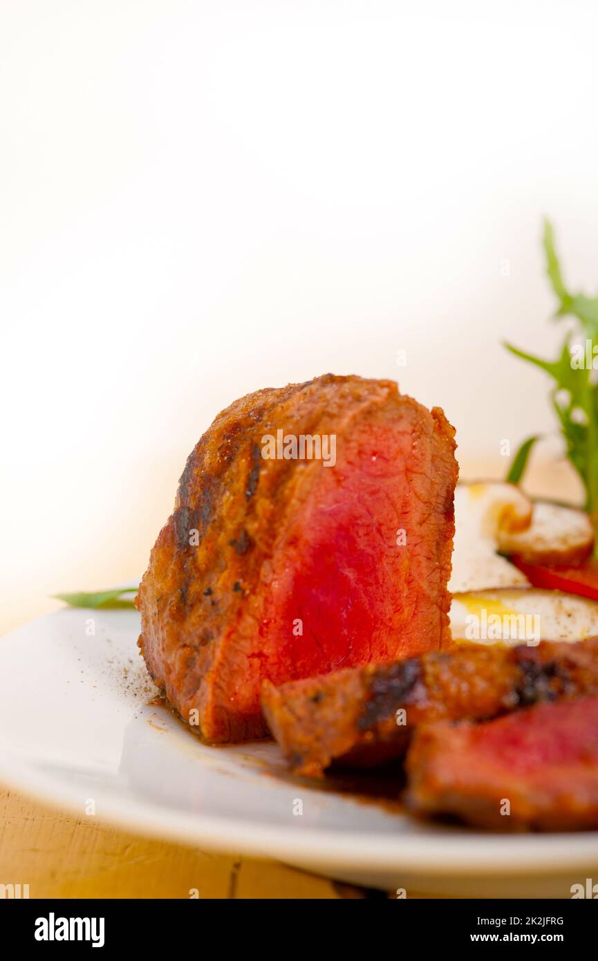 beef filet mignon grilled with vegetables Stock Photo - Alamy