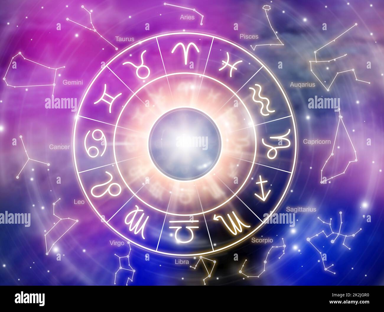 Universe Zodiac Future Illustration. Stars And Fortune Stock Photo - Alamy