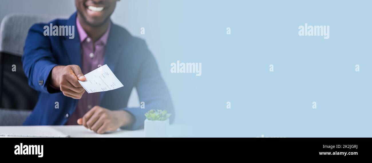 Human Hand Giving Cheque Stock Photo - Alamy