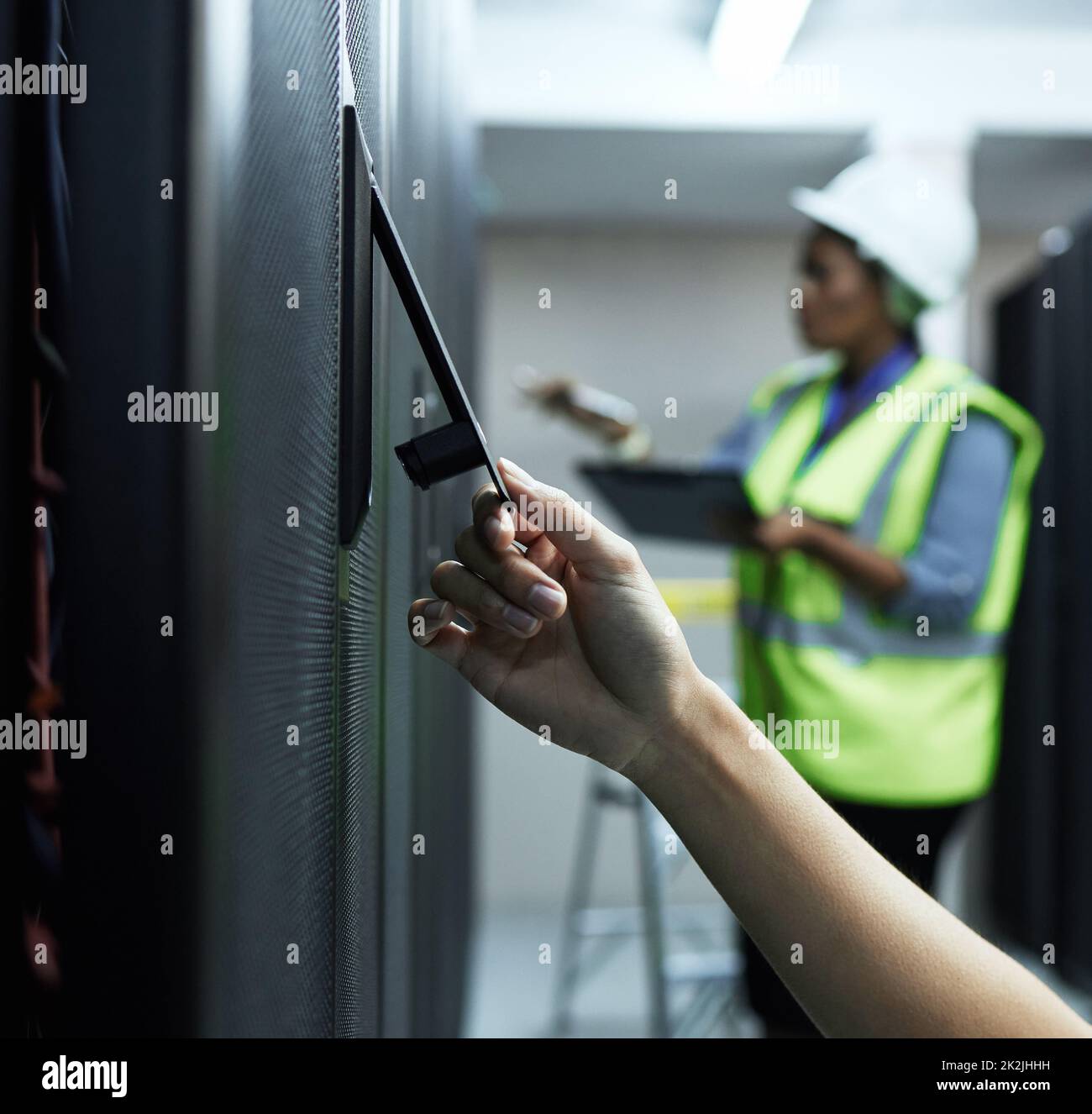 Time to open up this panel. Closeup shot of an unrecognizable female ...