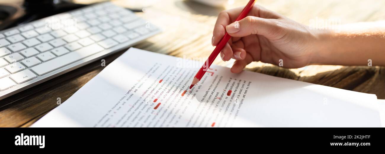 Person Marking Error With Red Marker Stock Photo - Alamy