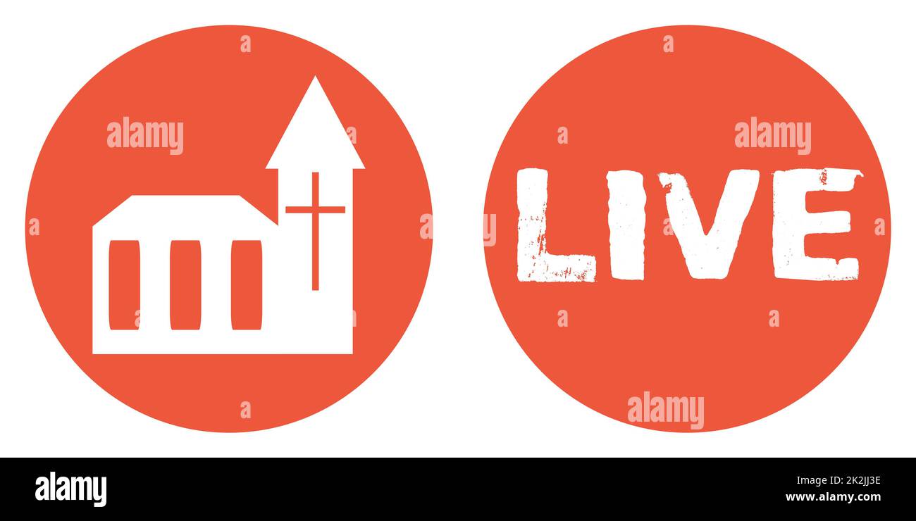 Banner with 2 Buttons: Church live or Livestream Stock Photo - Alamy
