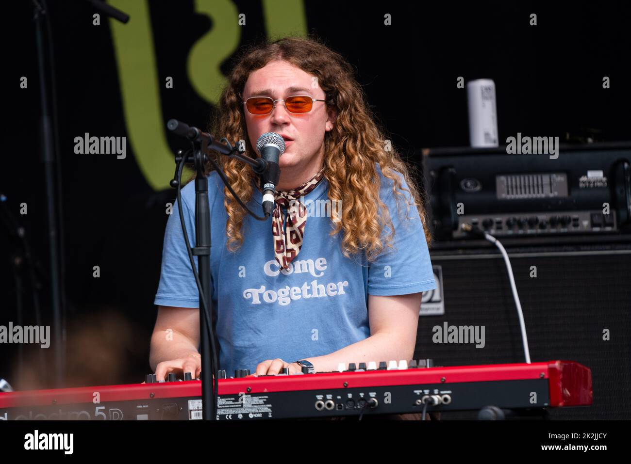 Strawberry Guy on the Walled Garden Stage on Day Three of the Green Man 2022 music festival in ...