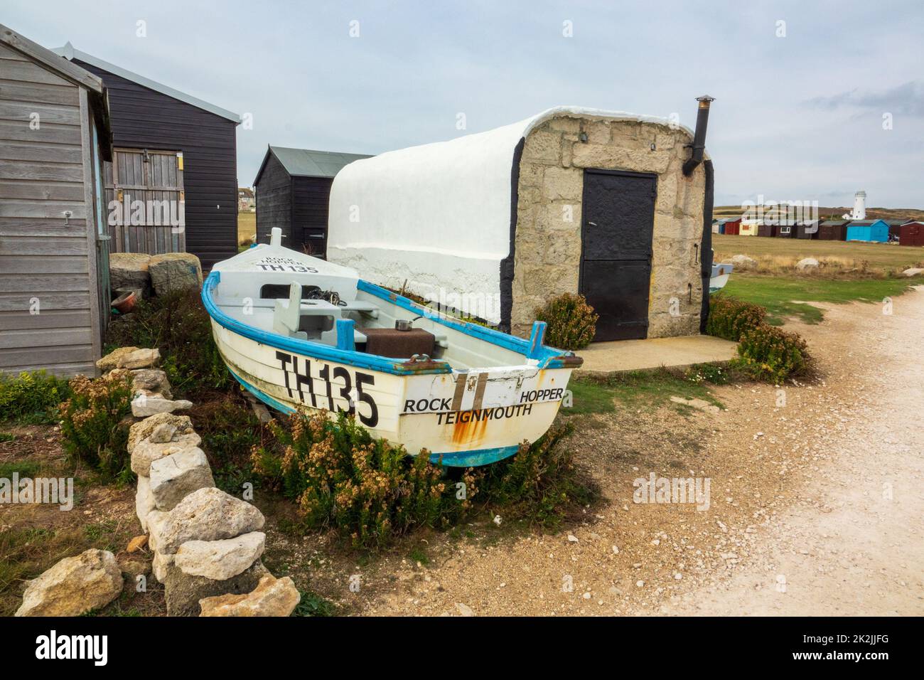 Old boat crane portland bill hi-res stock photography and images - Alamy