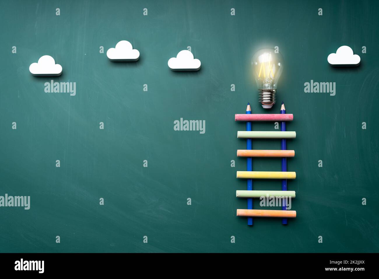 Chalkboard Step Ladder Progress Stock Photo - Alamy