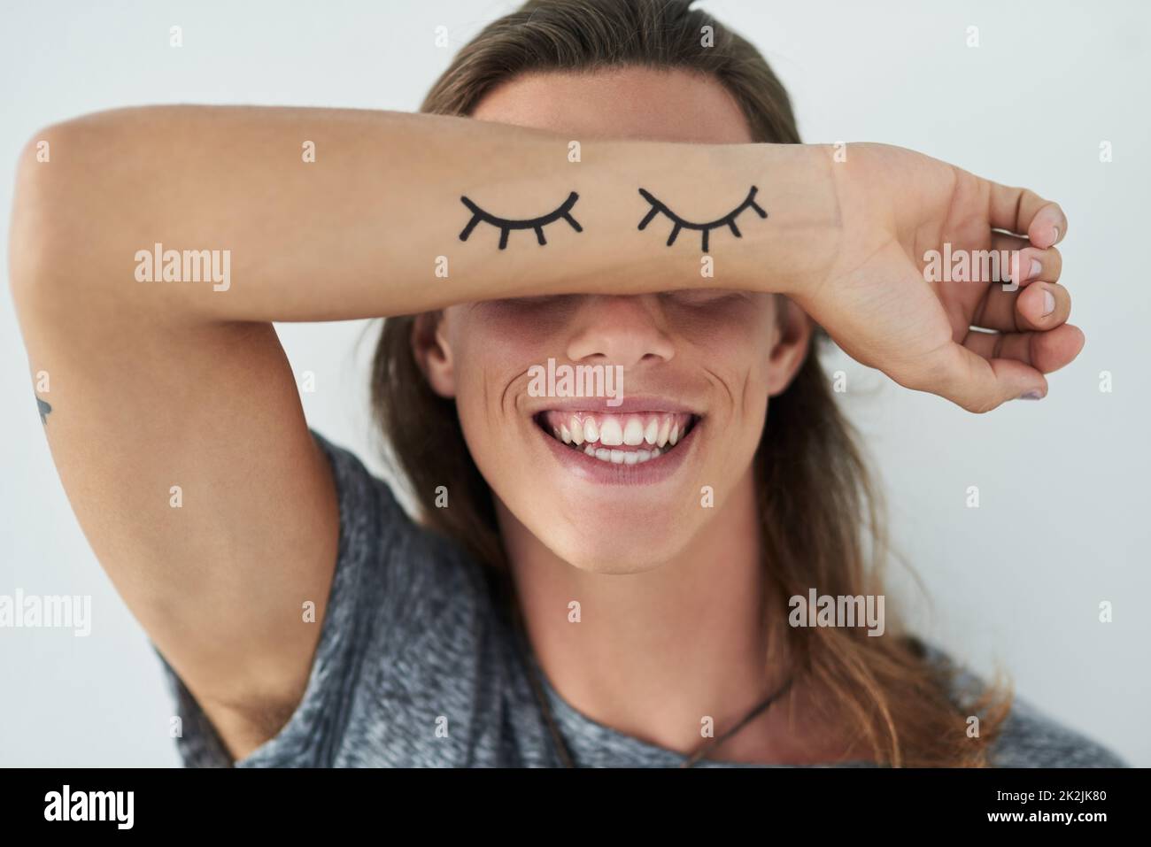 Man hand in front of eyes hi-res stock photography and images - Alamy
