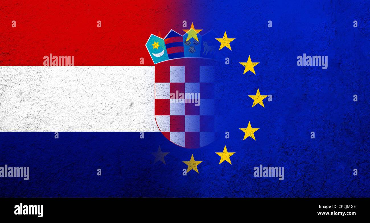 Flag of the European Union with Republic of Croatia National flag ...