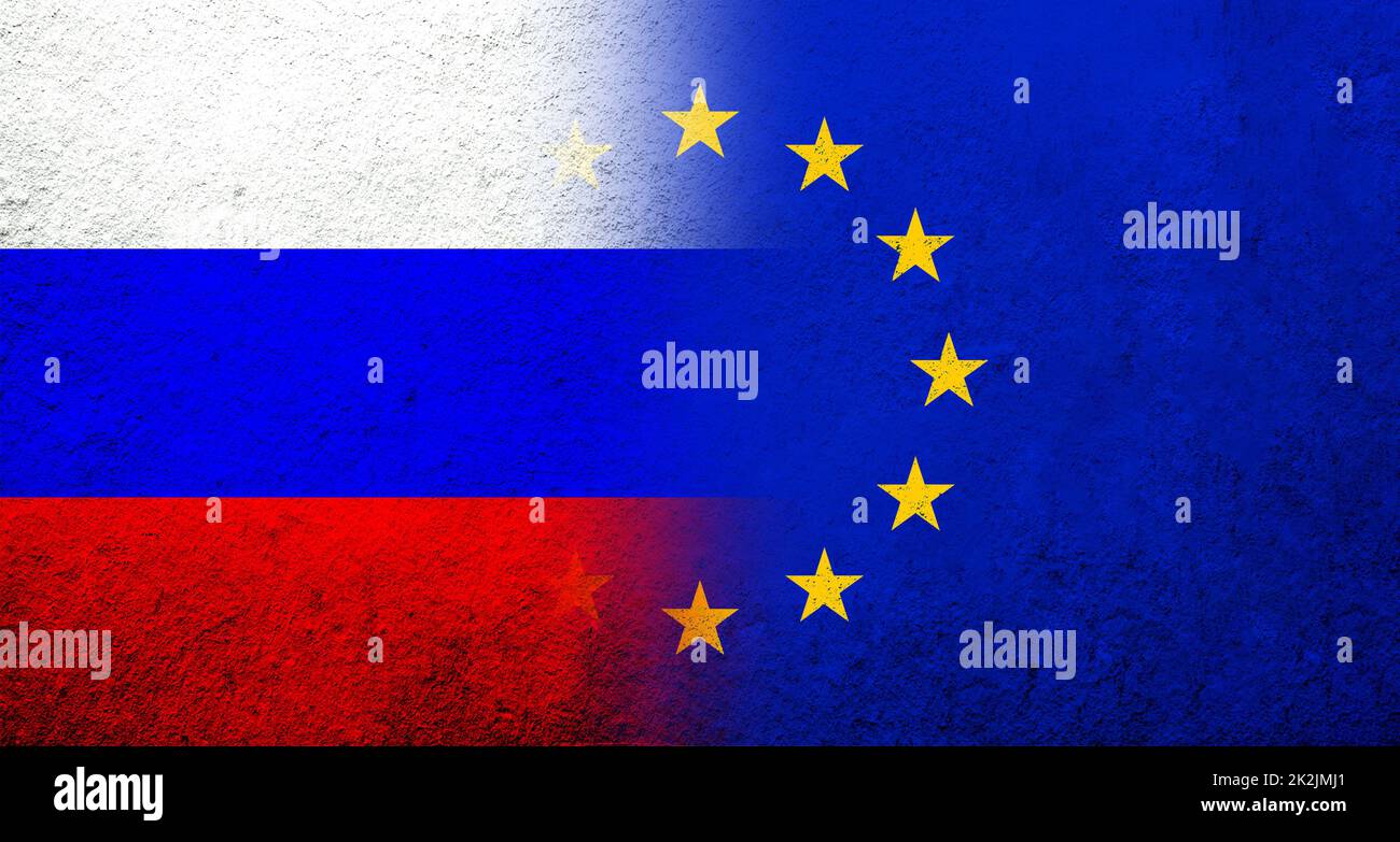Flag of the European Union with National flag of Russian Federation ...