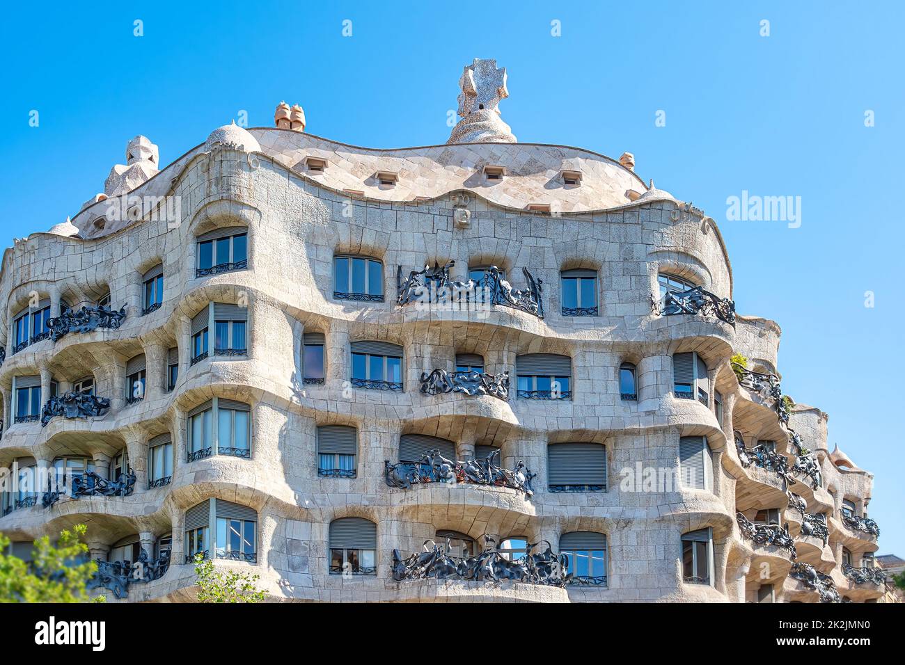 Casa Mila or La Pedrera. Modernist architecture building designed by ...