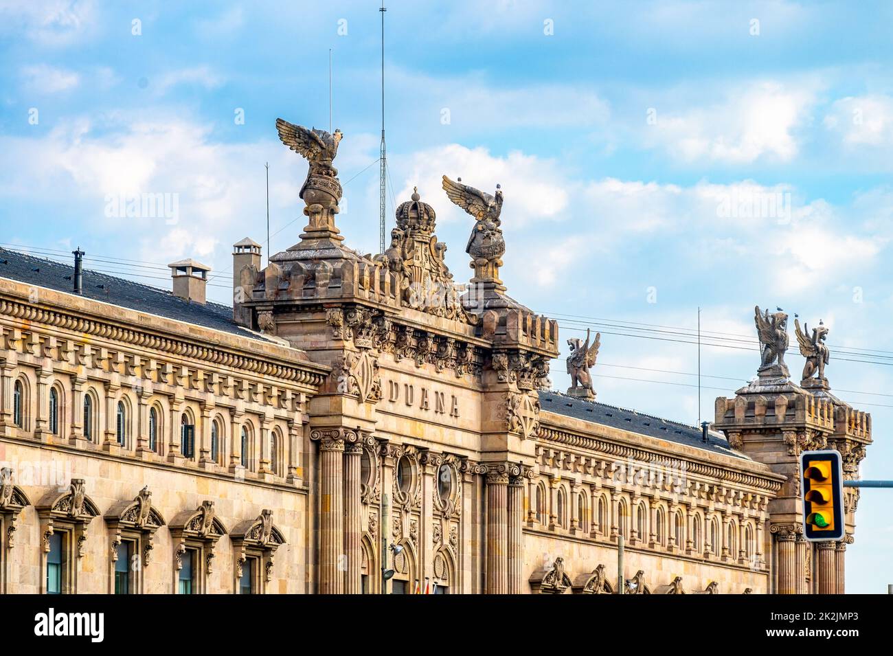 Customs Building (Aduana) in Port Vell. Old stone architecture in the ...