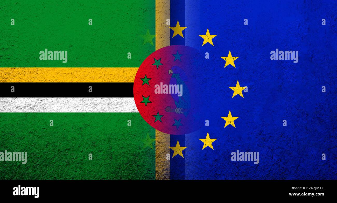 Flag of the European Union with the Commonwealth of Dominica National ...