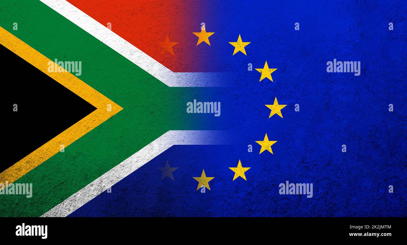 Flag of the European Union with the South Africa National flag. Grunge ...