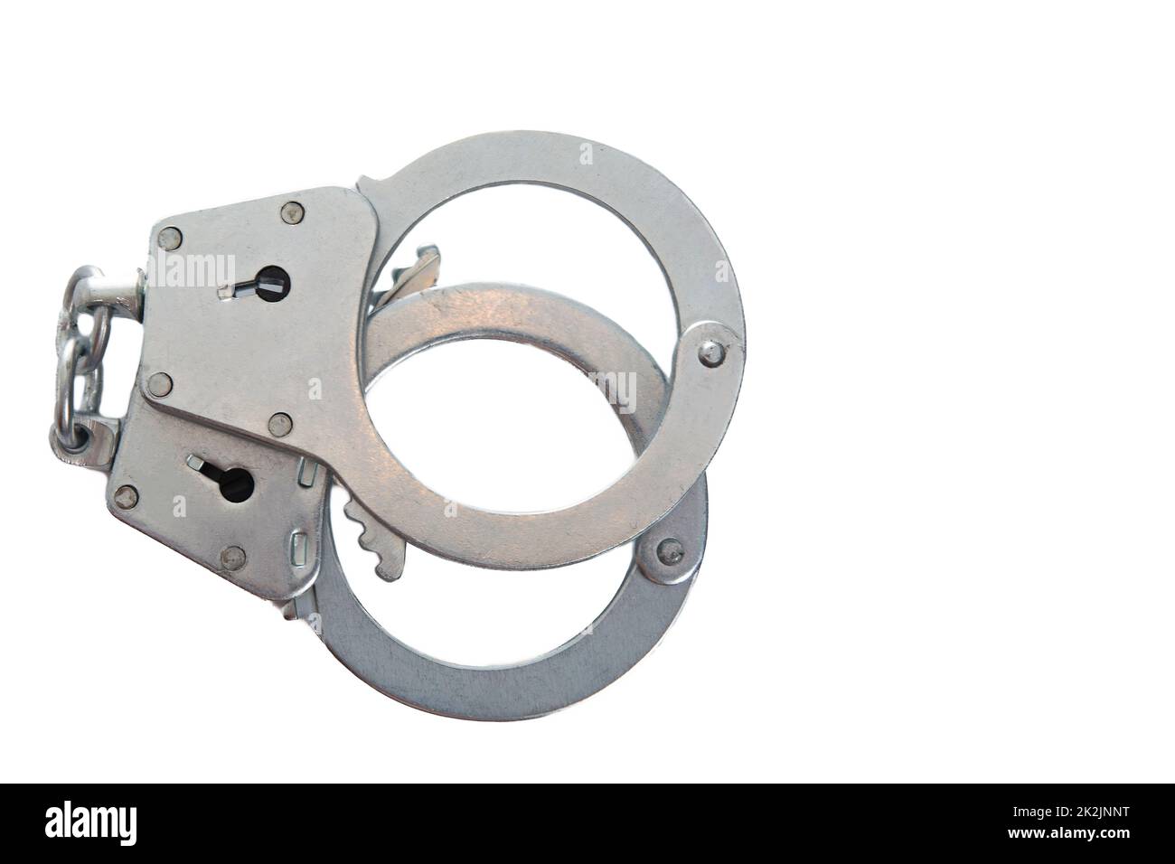 Metal handcuffs on a white isolated background, copy space Stock Photo ...