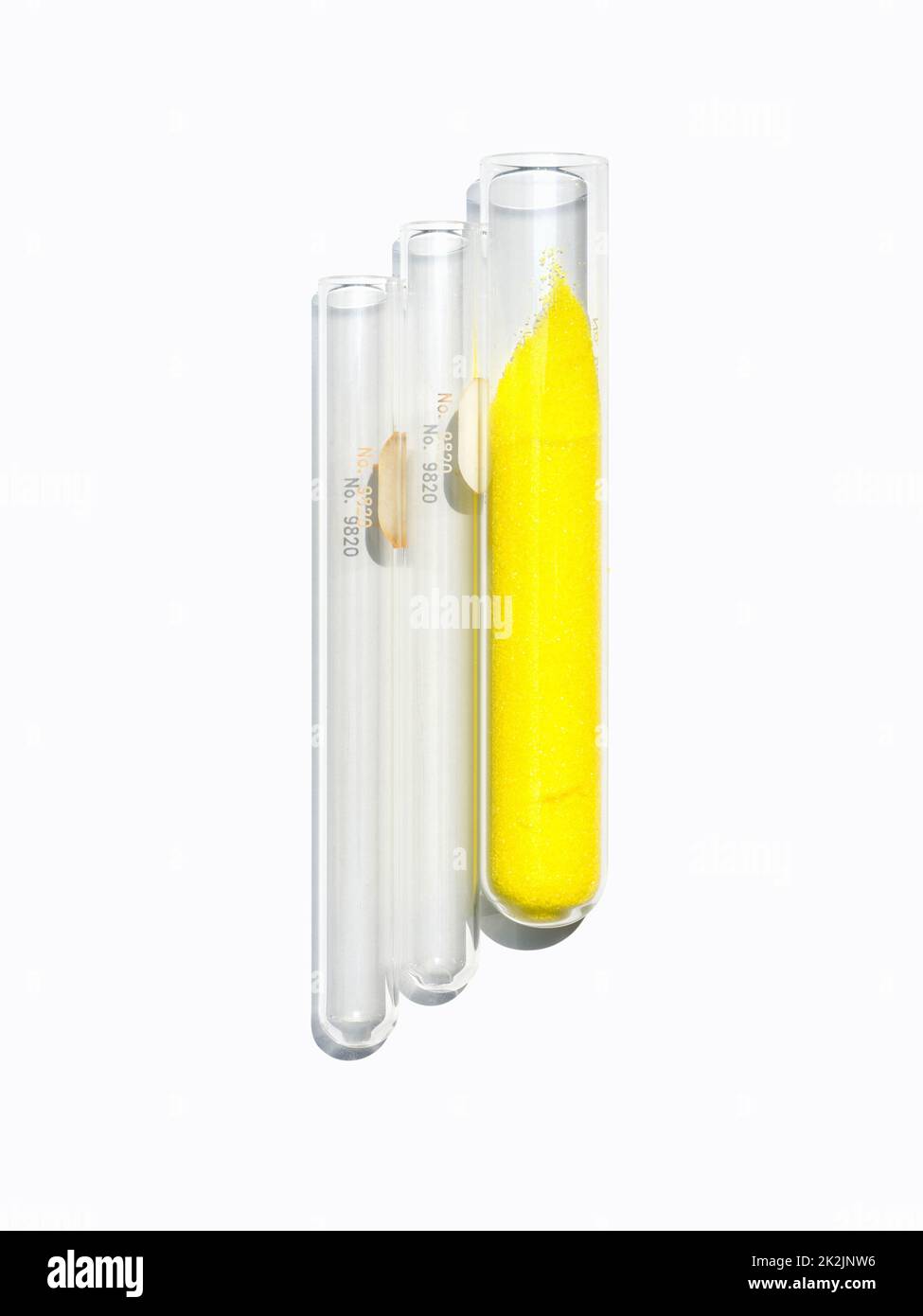 Closeup chemical ingredient on white laboratory table. Potassium ...