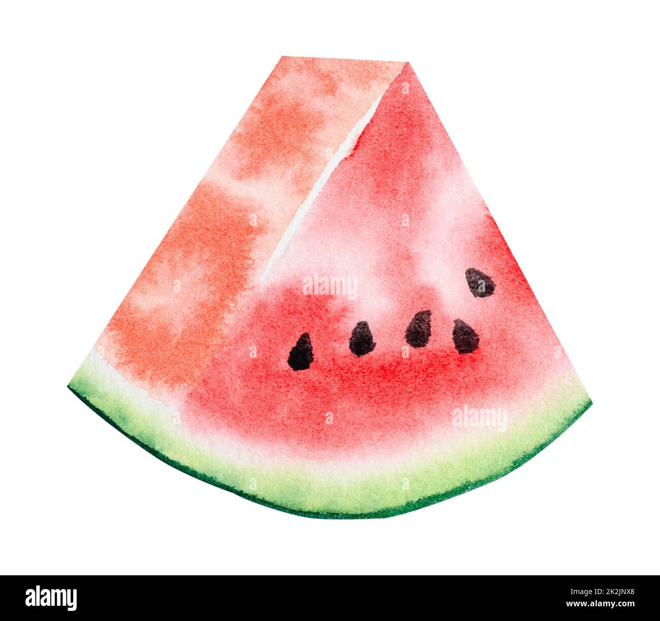 Watermelon slice on white background, watercolor hand drawn Stock Photo ...
