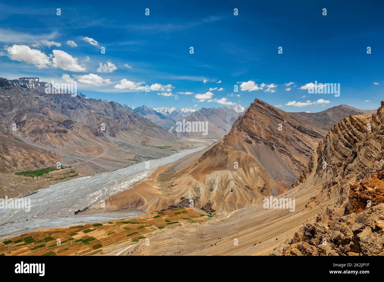 View of Spiti valley and Spiti river in Himalayas Stock Photo - Alamy